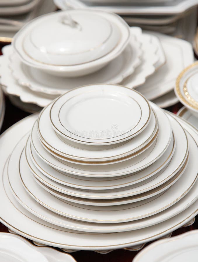 Stacks of plates stock image. Image of plate, fork, dining - 20109585