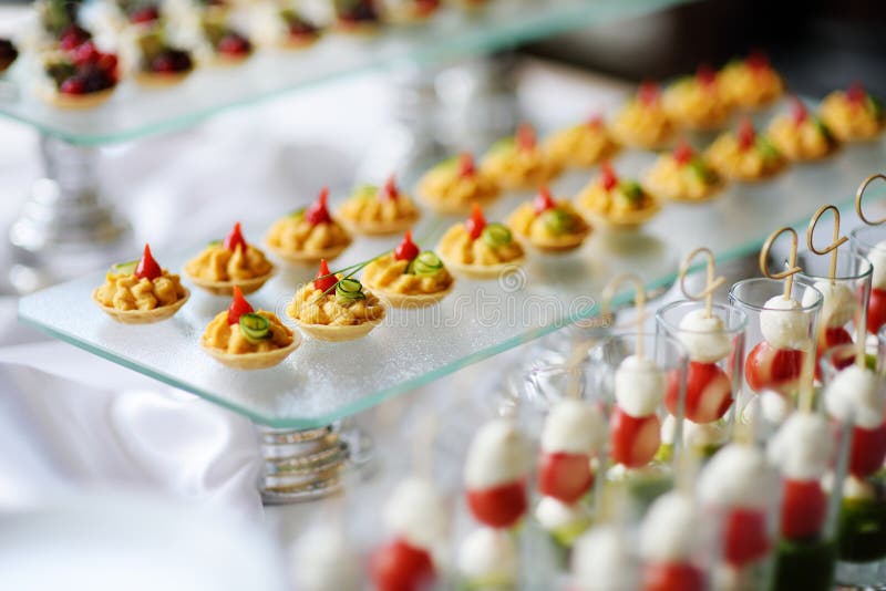 Plates with Assorted Snacks on an Event Party Stock Photo - Image of ...