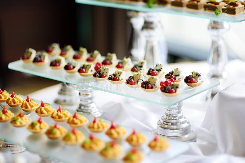Plates with Assorted Snacks on an Event Party Stock Image - Image of ...