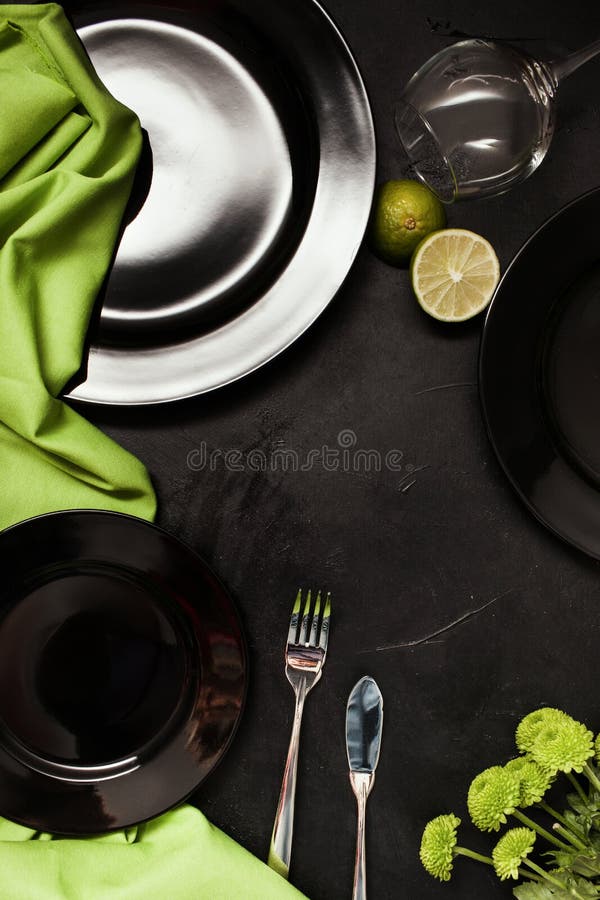 Fancy Plates Black Background Restaurant Setting Stock Image - Image of ... Fancy Plates Black Background Restaurant Setting Stock Image - Image of ...