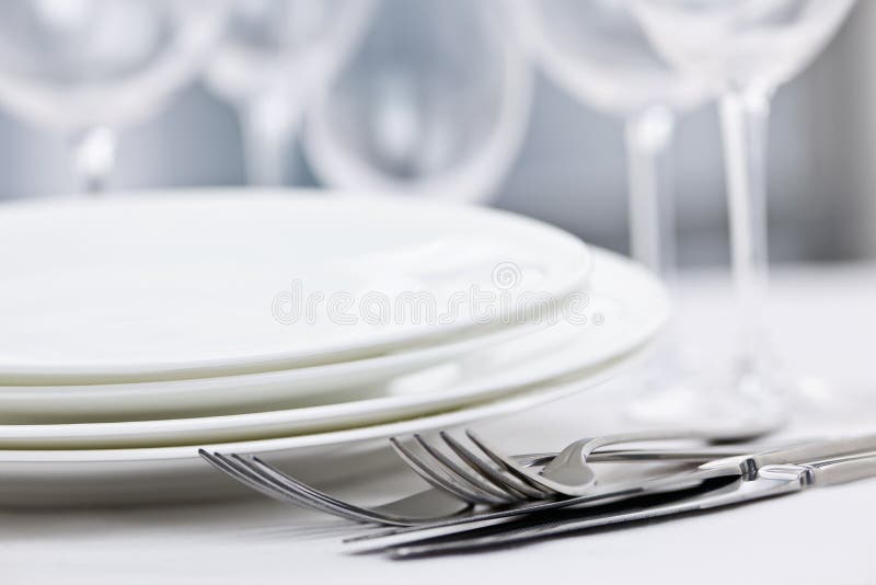 Plates and cutlery stock photo. Image of flatware, dishes - 33251884