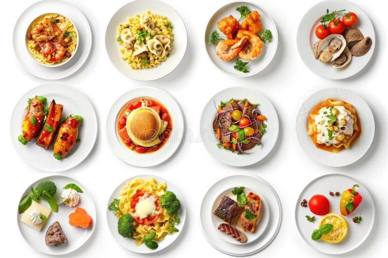 Plates of Food Arranged on a Table, Ready for Serving Stock Photo ...