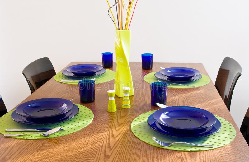 Plates, Glasses and Cutlery on the Table Stock Photo - Image of home ...