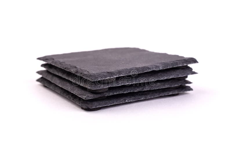 Plates Made of Black Slate Isolate Stock Photo - Image of material ...