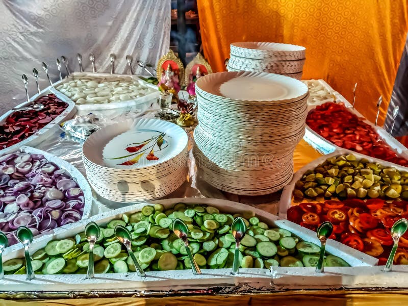 Plates in Row in a Marriage Ceremony Image India Stock Image - Image of ...
