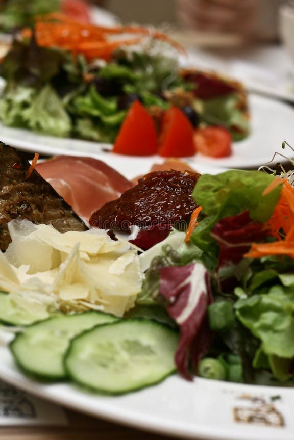 Plates of Salad, Light Diet Stock Image - Image of delicatessen, leaves ...