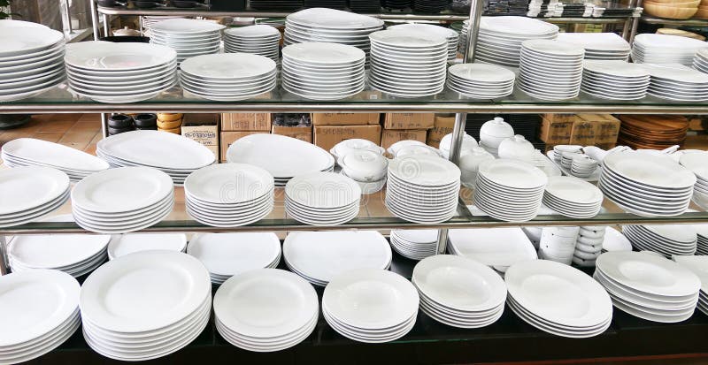 Plates in a shop stock photo. Image of food, home, clean - 168226790