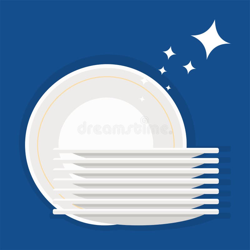 Plates and Sparkle Isolated on Blue Background. Vector Illustration ...