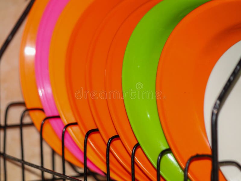Plates are Stacked on Shelves Stock Photo - Image of glass, dishes ...