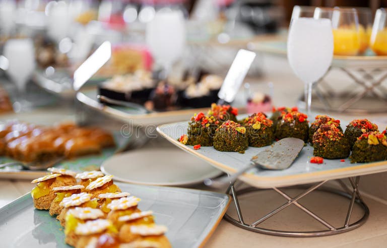 Plates of sweets stock image. Image of prepared, restaurant - 332397695