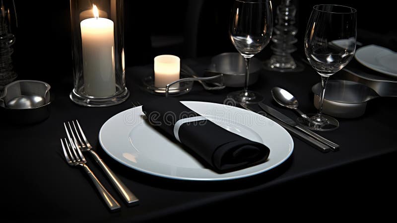 Plates table place setting stock illustration. Illustration of table ...