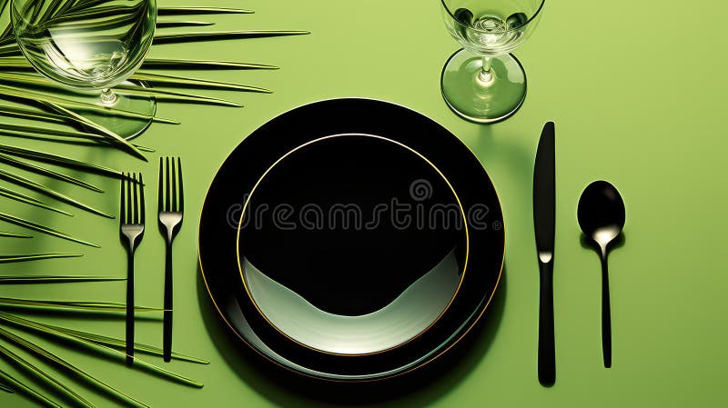 Plates Table Setting Illustration Stock Illustration - Illustration of ...