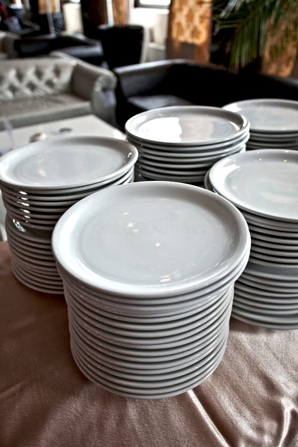 Plates Tower with Forks and Knifes Stock Image - Image of tower, party ...