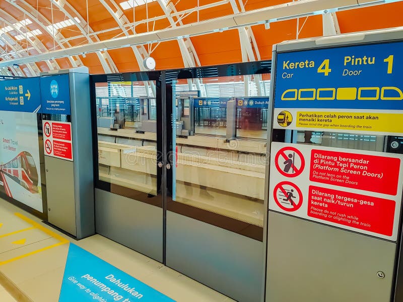 Platform Automatic Doors of LRT Train at Dukuh Atas LRT Station ...
