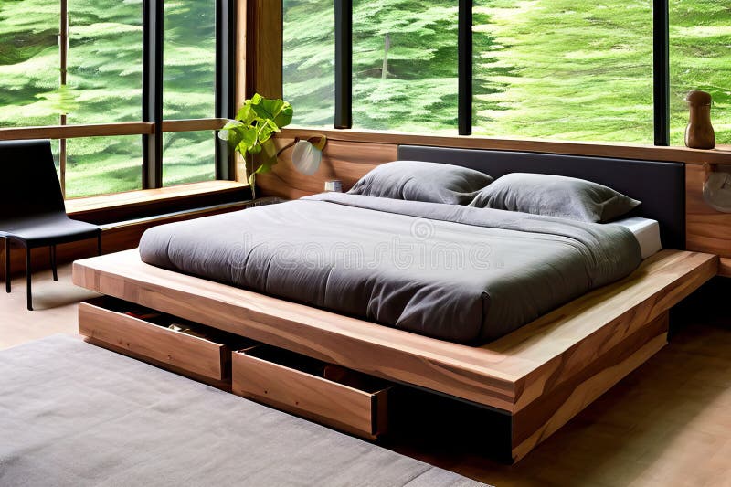 Platform Bed with Drawers a Low Profile Bed with Integrated Draw Stock ...