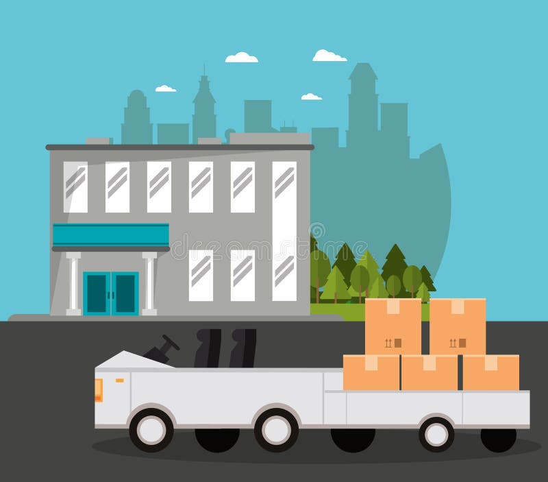 Platform Car Delivery Service on the Warehouse Stock Vector ...