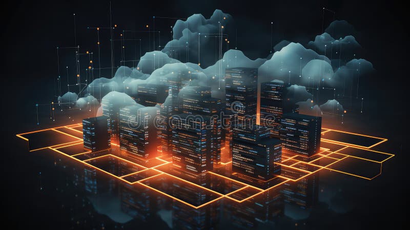 Platform Cloud Migration Data Stock Illustration - Illustration of ...