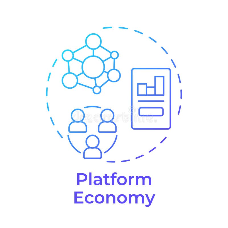 Platform Economy Blue Gradient Concept Icon Stock Vector - Illustration ...