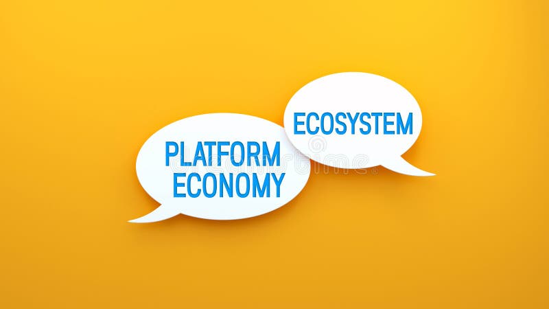 Platform Economy and Ecosystem Text Message on Speech Bubble. Web ...