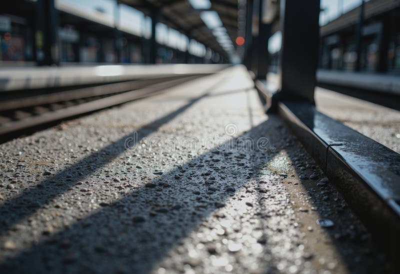 Platform Edge Line and Guard Rail Casting Shadows on the Ground Stock ...