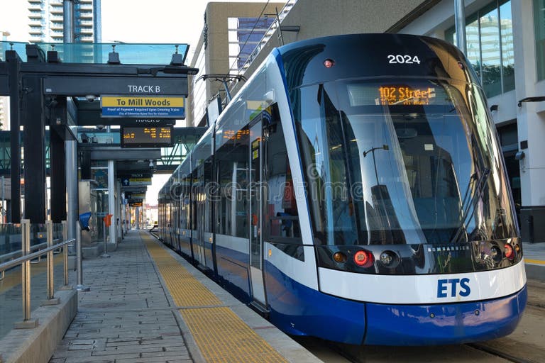 At the Platform ETS Train Downtown Edmonton Alberta Canada Stock Photo ...