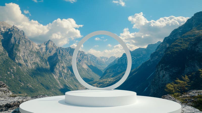 The Platform Features an Oval Window with a Mountain View and an ...