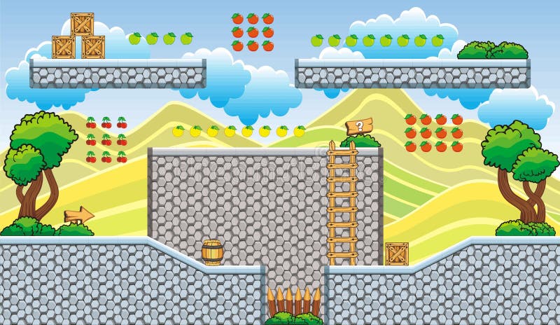 Platform game tileset 21 stock vector. Illustration of leisure - 64517602