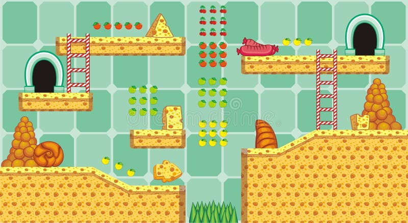 Platform game tileset 6 stock vector. Illustration of asset - 64517635