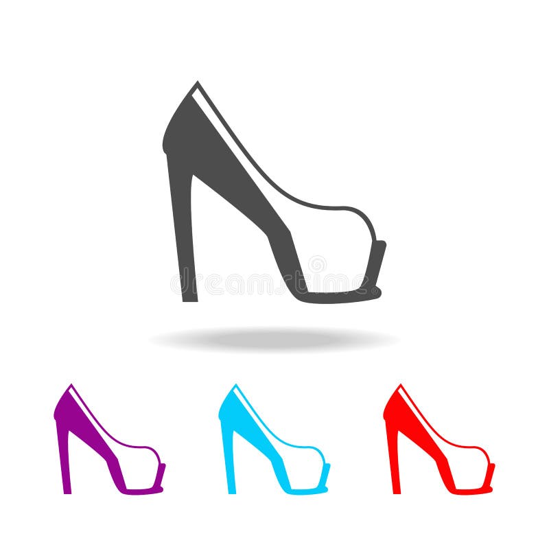 Platform High Heel Shoe Icon. Elements of Clothes in Multi Colored ...