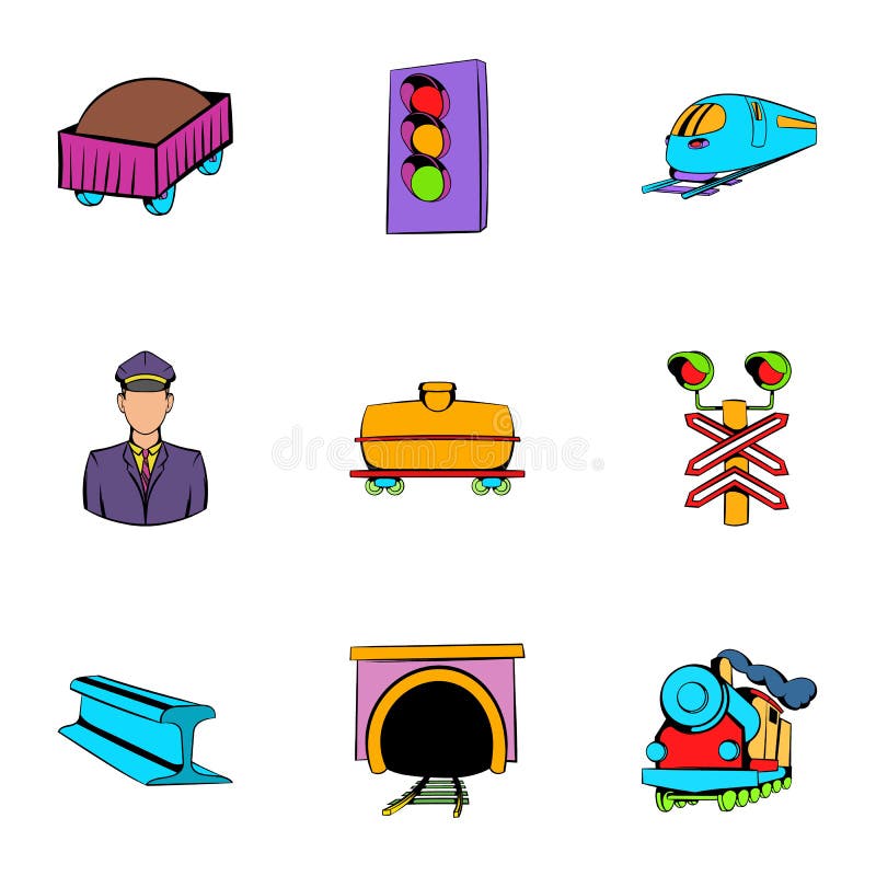 Platform Icons Set, Cartoon Style Stock Vector - Illustration of sign ...