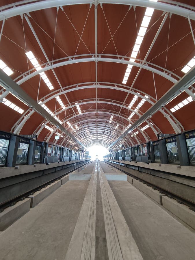 Platform Light Rail Station Stock Photo - Image of rail, skyscraper ...