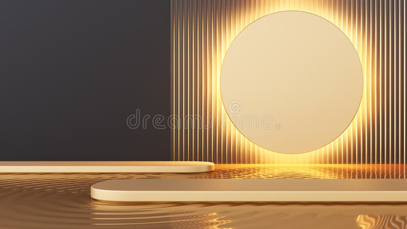 Platform Podium Golden Luxury Elegant Counter Brand Circle Glow Light ... Platform Podium Golden Luxury Elegant Counter Brand Circle Glow Light ...