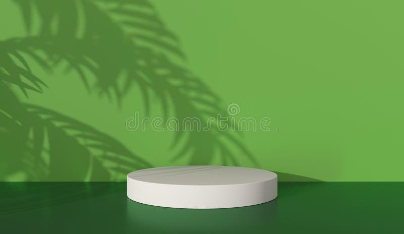 Platform Podium with Palm Shadow of Sun Light on Green Background for ...