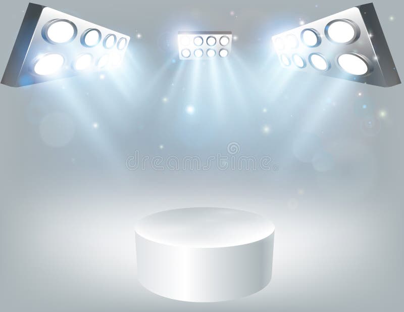 Platform Podium White Background Spotlight Lights Stock Vector ...