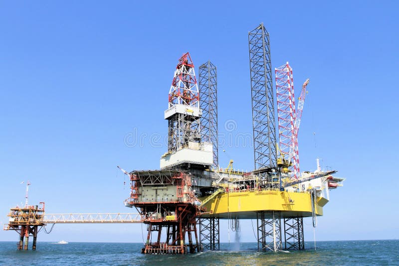 Offshore Oil and Gas Drilling Rig while Completion Well on Oil a Stock ...