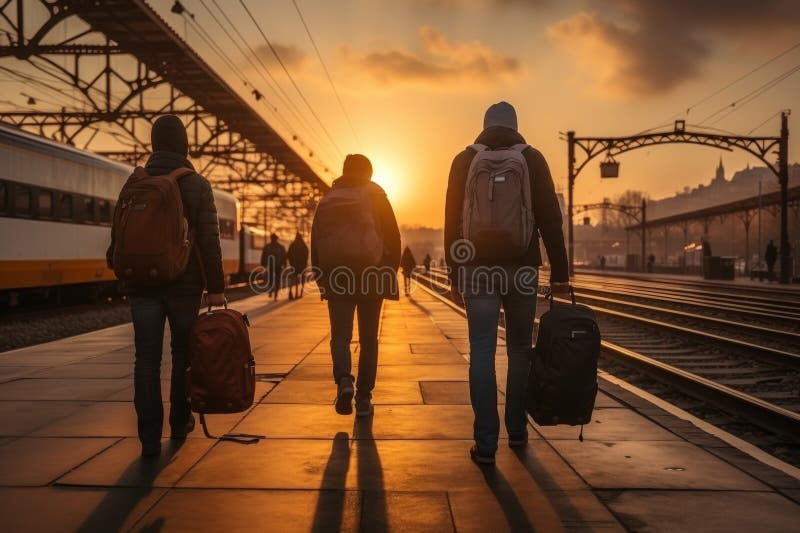 Platform of the Railway Station, People Walk Along the Platform Waiting ...