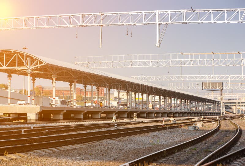 Platform with Railway Tracks Stock Image - Image of station, metal ...