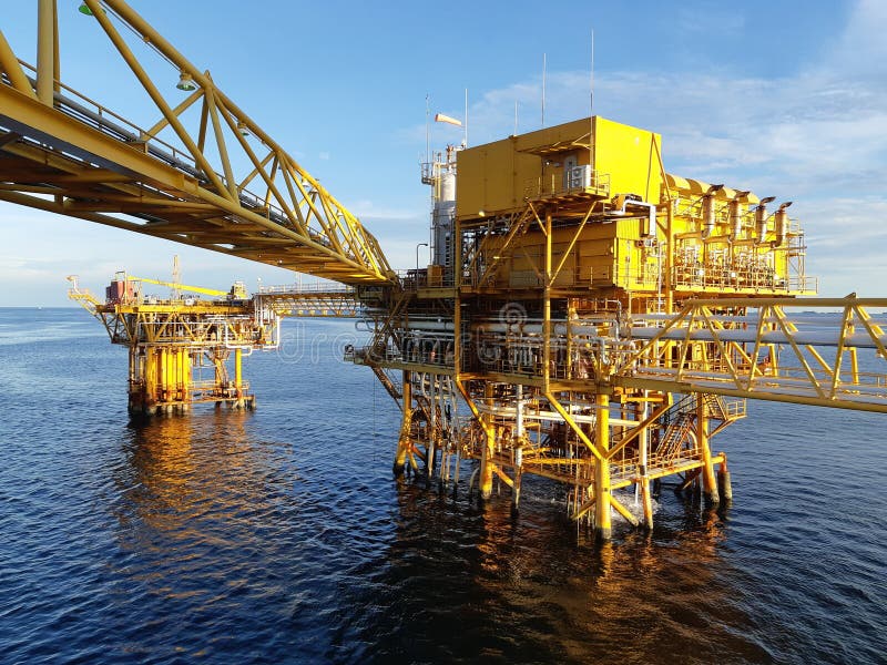 Platform Rig Offshore Field at Indonesian Stock Photo - Image of ...
