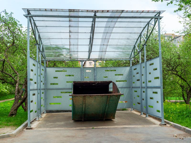 Platform with Roof for Dumpsters Stock Photo - Image of ecology ...
