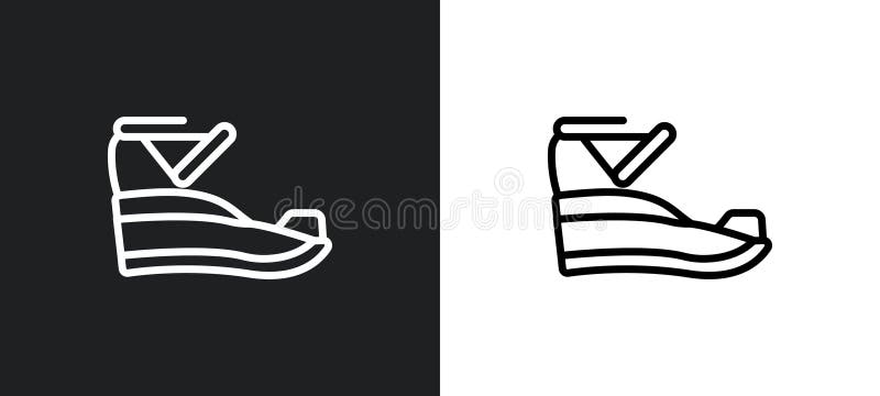Platform Sandals Outline Icon in White and Black Colors. Platform ...