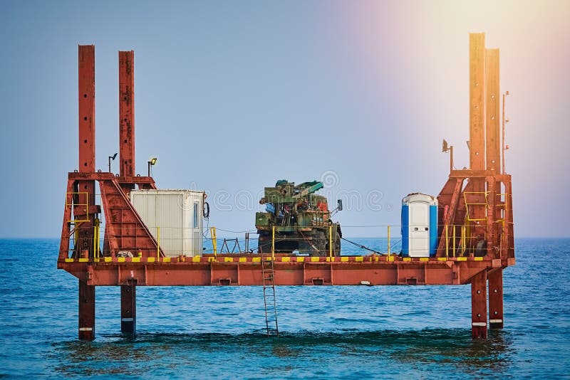 Platform in the Sea stock image. Image of industrial - 109775047