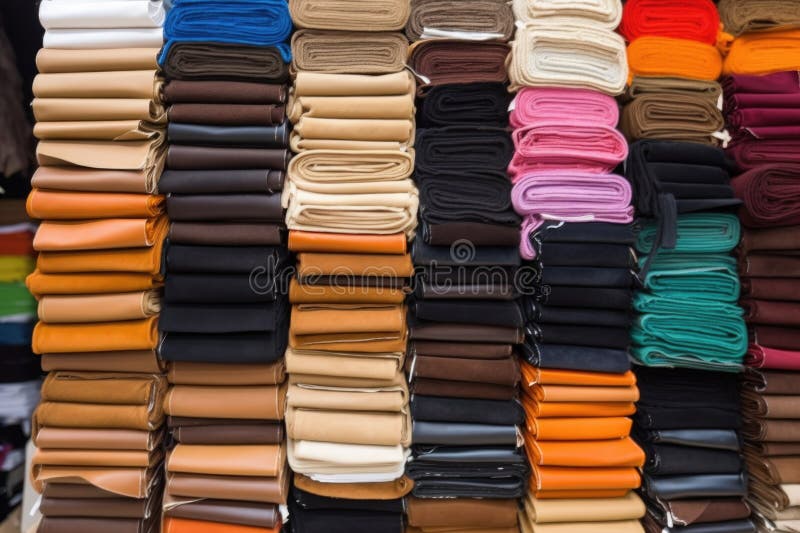 Platform Shoe Materials Neatly Displayed Leather, Fabric, Rubber Stock ...