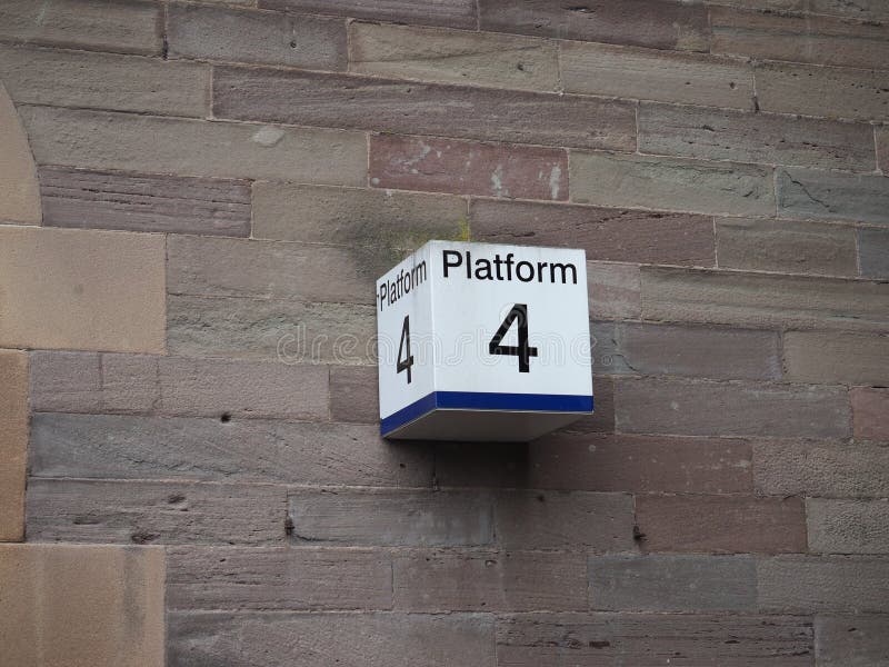 Platform 4 sign at station stock photo. Image of platform - 301535798