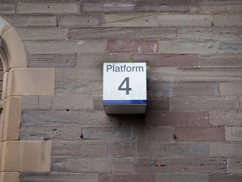 Platform 4 sign at station stock photo. Image of railway - 304458268