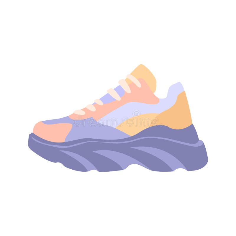 Platform Sneakers Illustration in Color Cartoon Style. Editable Vector ...