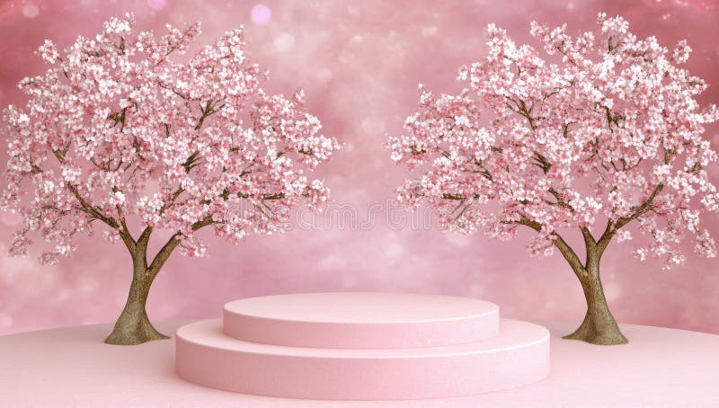 A Platform, Studio Backdrop, Product Display, and Pink Trees are All ...