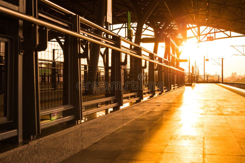 Platform in sunset stock image. Image of passenger, train - 99743335