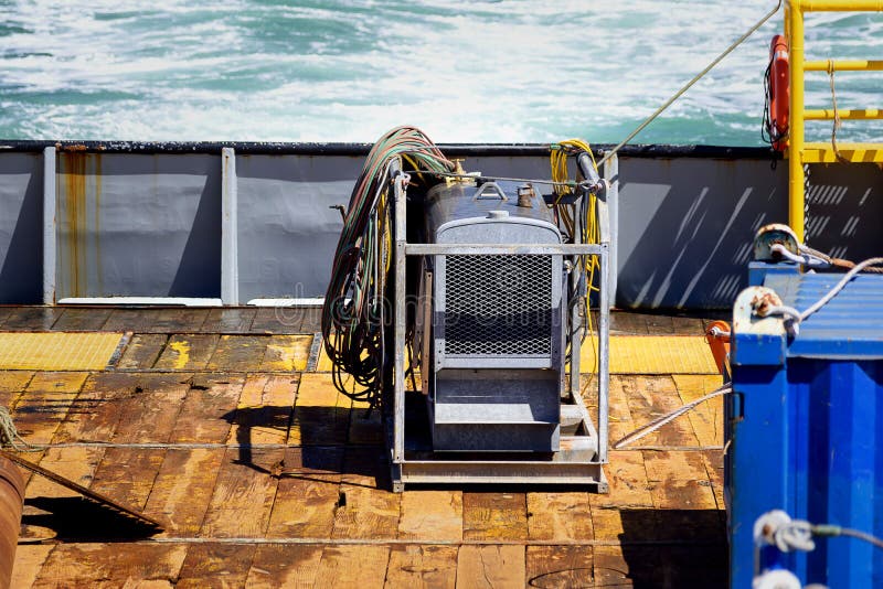Platform Supply Vessel Deck Stock Image - Image of petroleum, nautical ...