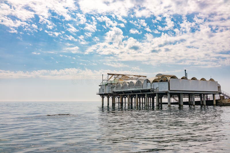 Platform on Supports in the Sea Near the Shore Stock Photo - Image of ...