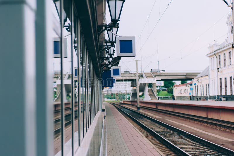 Platform for Trains at the Railway Station Against the Background of ...